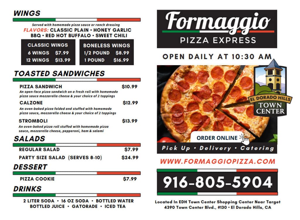 Menu - Formaggio Pizza Express